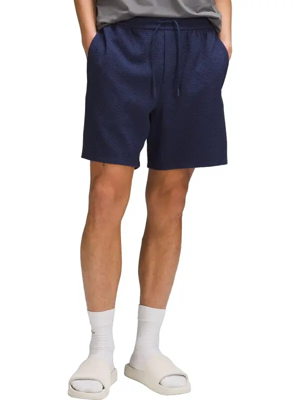 Lululemon Textured Double-knit Cotton 7" Short - Heathered Night Sea/black
