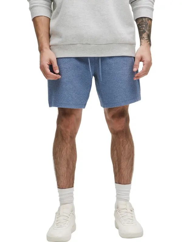 Lululemon Textured Double-knit Cotton 7" Short - Heathered Washed Denim/black
