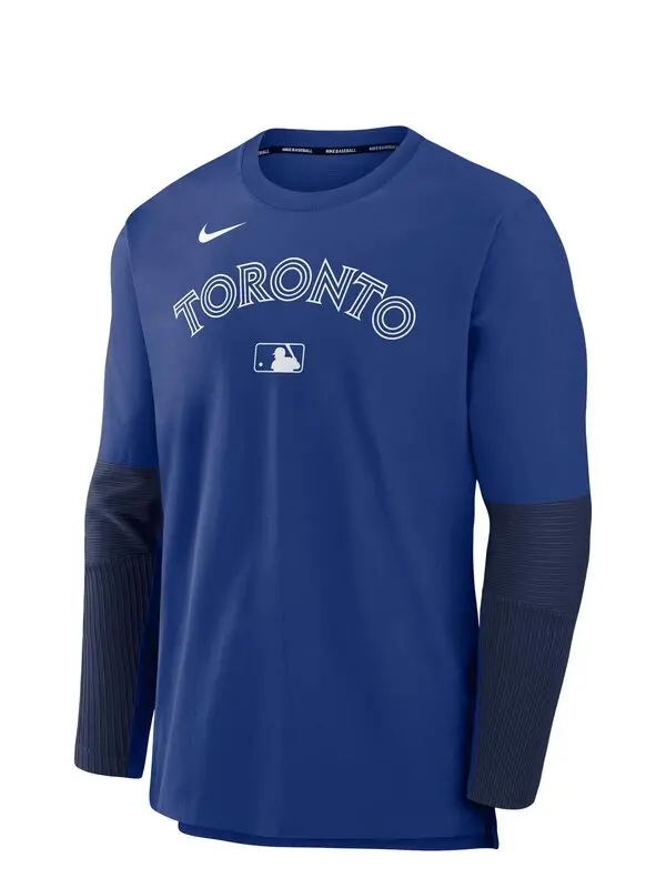 Nike Toronto Jays Authentic Collection Player Dri-fit Mlb Pullover Sweatshirt - Blue