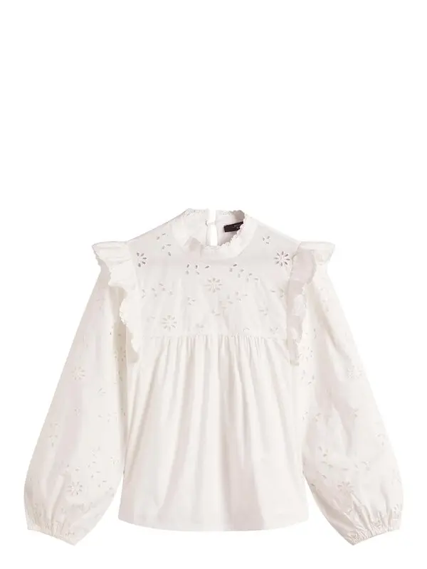 WEEKEND BY MAX MARA Taddeo Frill Long Sleeve Blouse - White