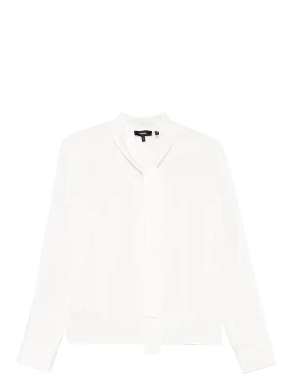 Theory Silk Tie-neck Blouse - Neutrals