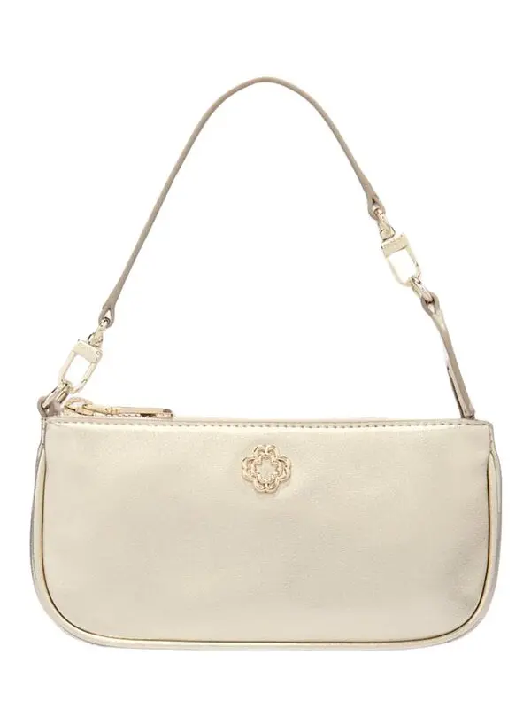 Maje Metallic Leather Clutch - Gold