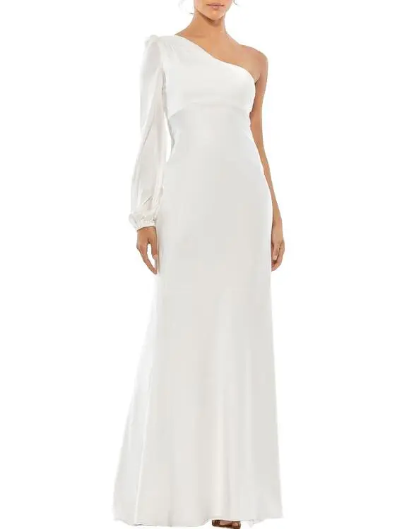 Mac Duggal One-shoulder Gown - White
