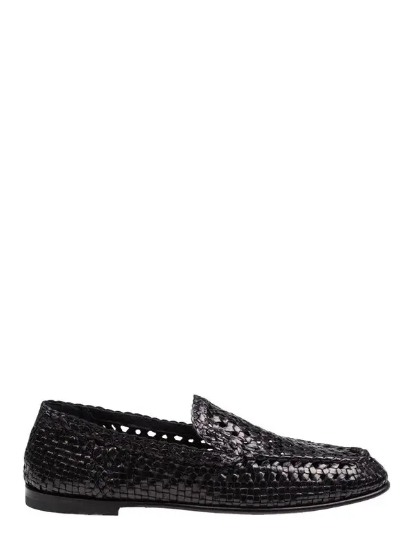 Dolce & Gabbana Dg Evening Woven Goatskin Slipper - Black
