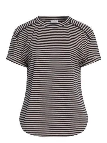 Brunello Cucinelli T-shirt With Striped Print - Beige
