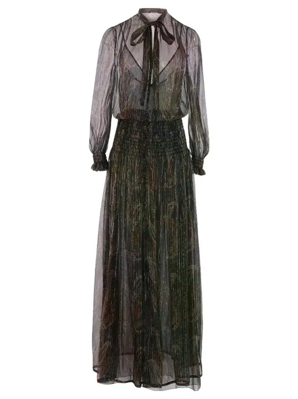 Saint Laurent Abstract-pattern Print Dress - Brown