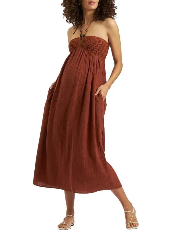 RIPE MATERNITY Evie Halter Maxi Dress - Amber