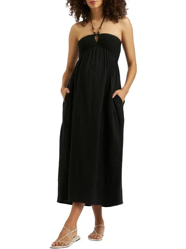 RIPE MATERNITY Evie Halter Maxi Dress - Black