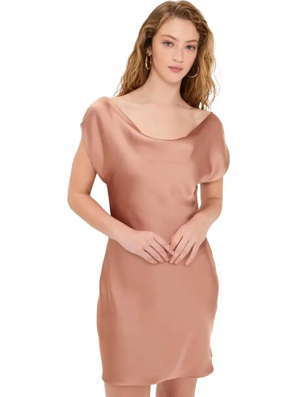 Norma Kamali Cap Sleeve Maria Mini Dress - Cappuccino