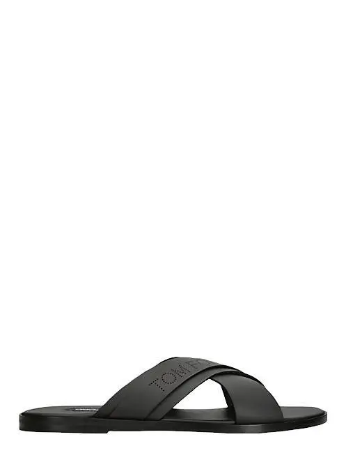TOM FORD Preston Crossover-strap Leather Sandals - Black