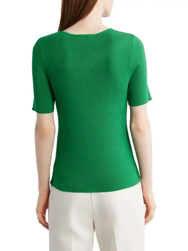 TAHARI ASL Short Sleeve Sweater - Emerald