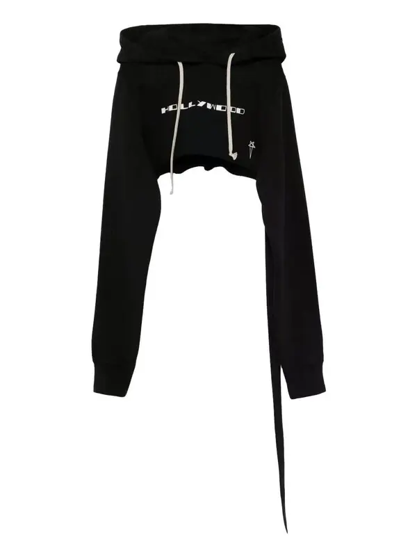 Rick Owens Cropped Hoodie - Black