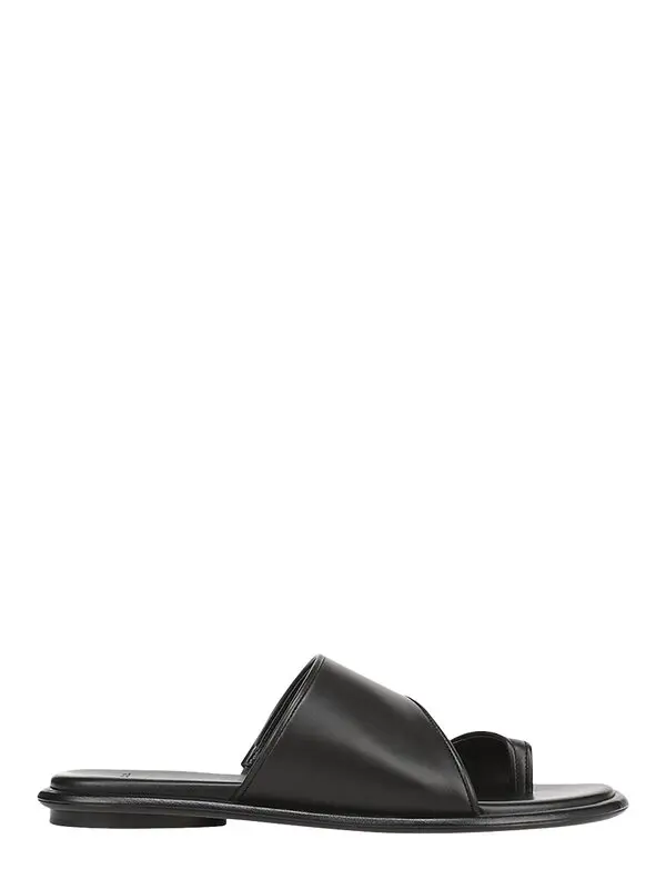Vince Lukas Leather Toe-ring Slide Sandals - Black