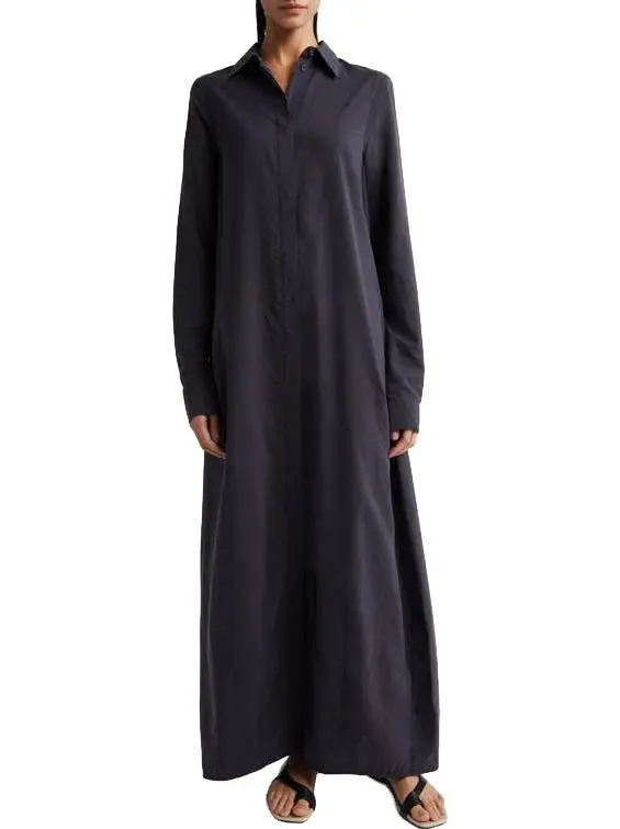 TOTÊME Parachute Long Sleeve Silk Blend Maxi Shirtdress - Nightfall