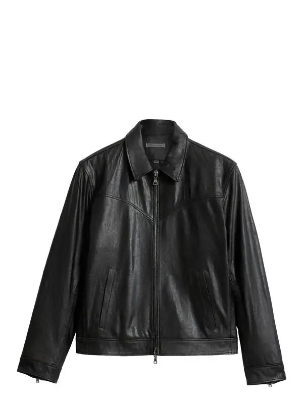 John Varvatos Sheepskin Leather Moto Jacket - Black