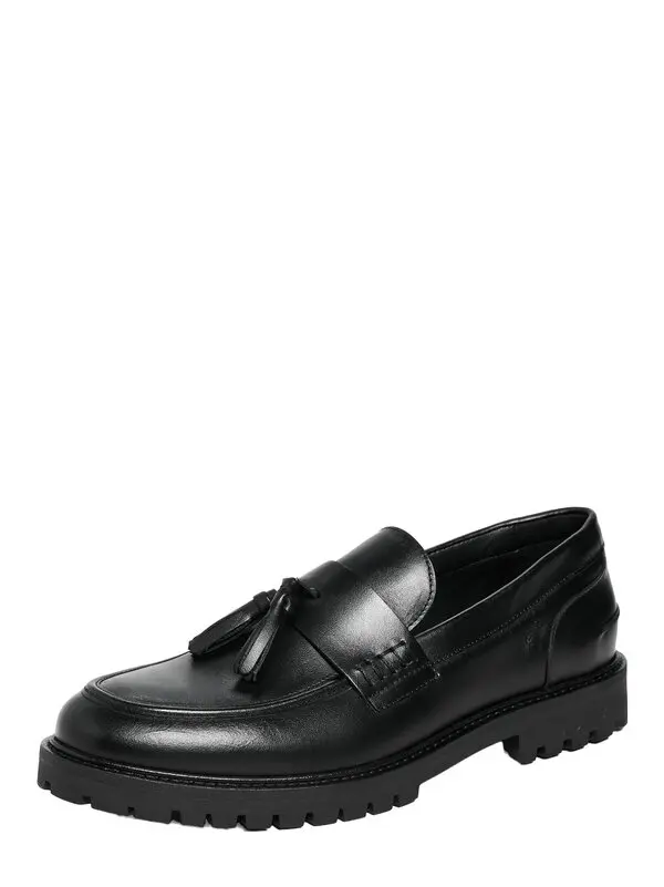 LES DEUX Thatcher Leather Tassel Loafers - Black