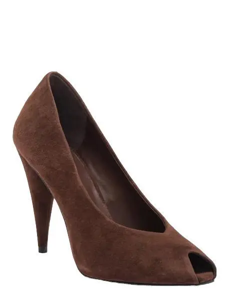 Jeffrey Campbell Sherille Peep Toe Pump - Espresso Suede