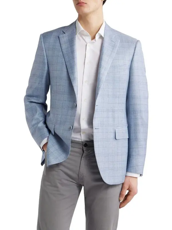 Canali Siena Regular Fit Plaid Sport Coat - Light Blue