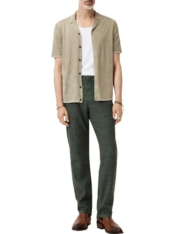 John Varvatos Flint Linen Blend Flared Leg Pants - Moss