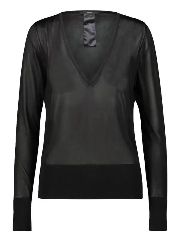 SAPIO N21 V-neck Viscose Sweater - Black