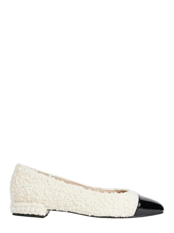 STUART WEITZMAN Pearl-embellished Ballet Flats - Ecru