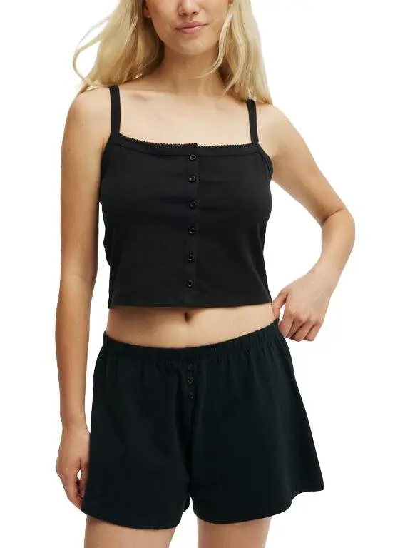 Cotton:on Peached Jersey Button Up Cami - Black