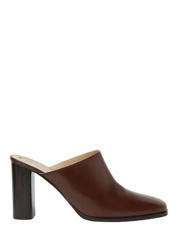 Loro Piana Alba Leather Mules - Powder Brown