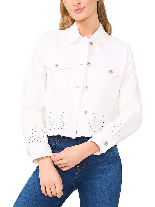 CECE DUPRAZ Eyelet Button-front Jacket - Ultra White
