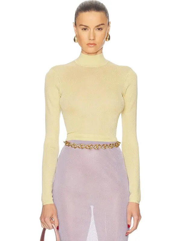 SELF-PORTRAIT Viscose Knit Top - Yellow