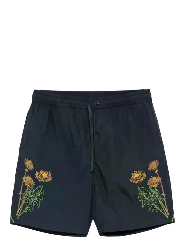 Universal Works Floral-embroidery Shorts - Blue