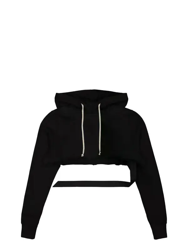Rick Owens Cropped Hoodie - Black