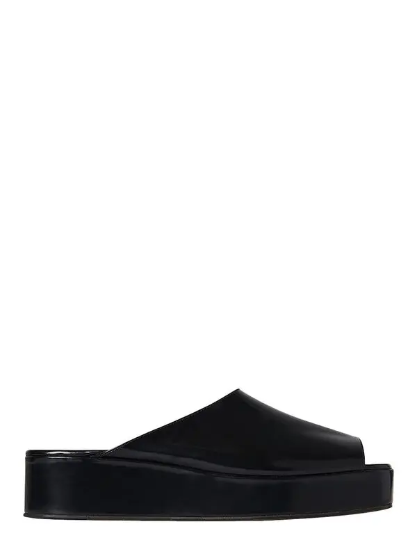THE ROW Emi Leather Flatform Sandals - Black