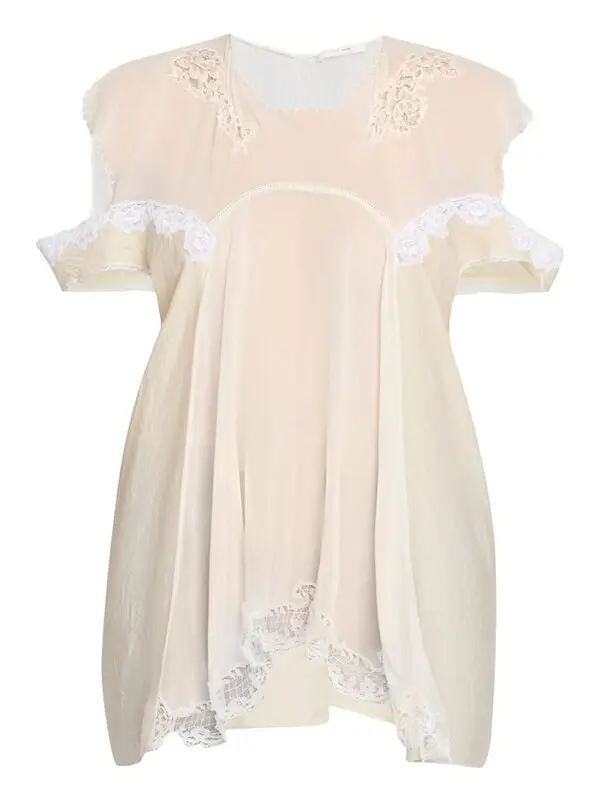 THE ROW Desy Lace Trim Top - Off White