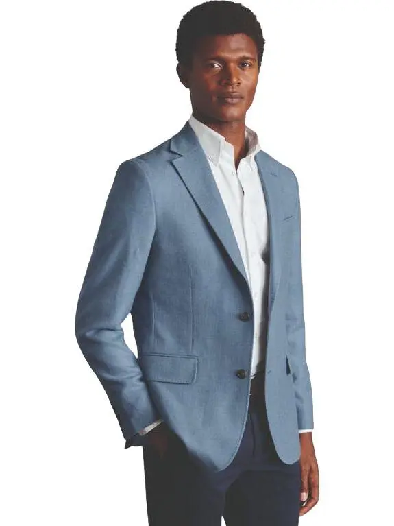 CHARLES TYRWHITT Check Twill Jacket - Airforce Blue