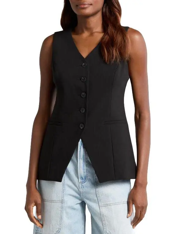 PISTOLA Lila Button Front Vest - Black