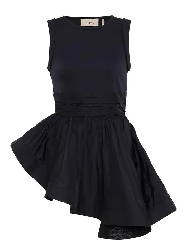 THEO THE LABEL Theia Mix-media Peplum Top - Black