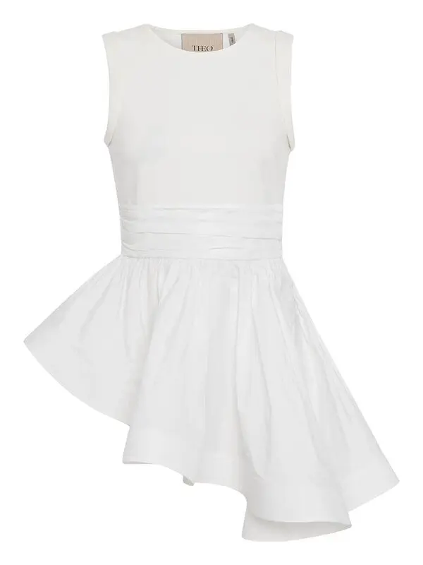 THEO THE LABEL Theia Mix-media Peplum Top - Coconut Milk