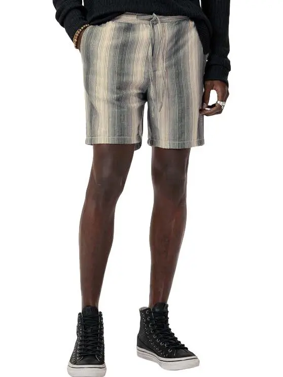 John Varvatos Stripe Cotton & Hemp Drawstring Shorts - Moss