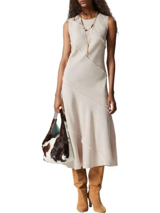 & Other Stories Sleeveless A-line Midi Dress - Beige Dusty Light
