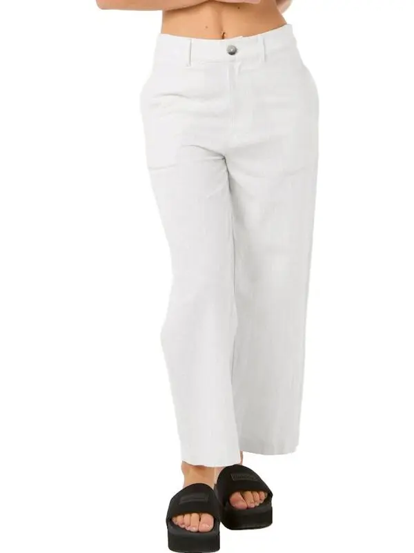 Rip Curl Vacation Crop Wide Leg Cotton Slub Pants - White