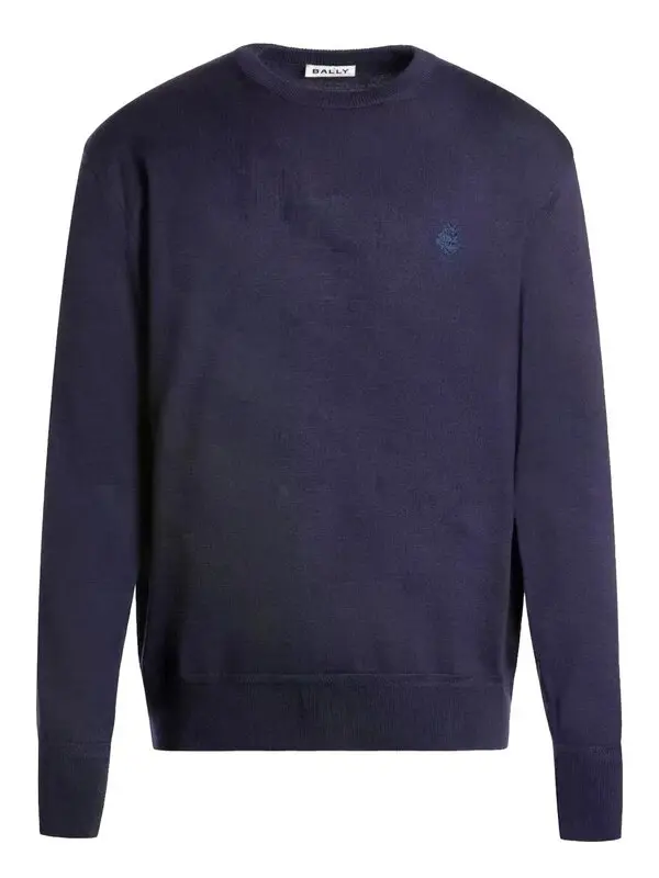 Bally Crest-embroidered Jumper - Blue