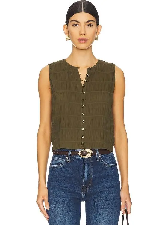 FRAME Smocked Tank - Juniper