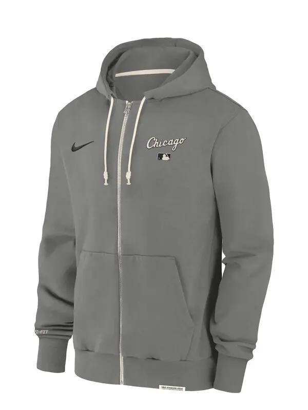 Nike Chicago White Sox Authentic Collection Travel Dri-fit Mlb Full-zip Hoodie - Grey