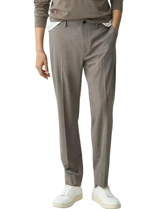 Theory Curtis Motion Wool-blend Trousers - Walnut Melange