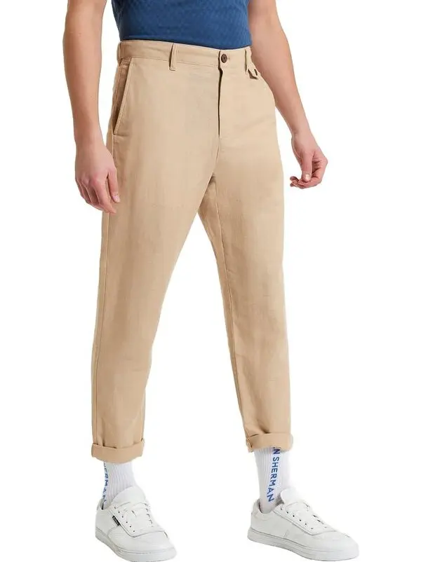 Ben Sherman Linen & Cotton Tapered Pants - Stone