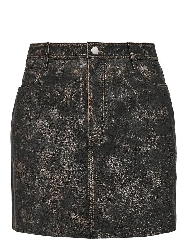 AS By DF Bonnie Upcycled Leather Mini Skirt - Distressed Black