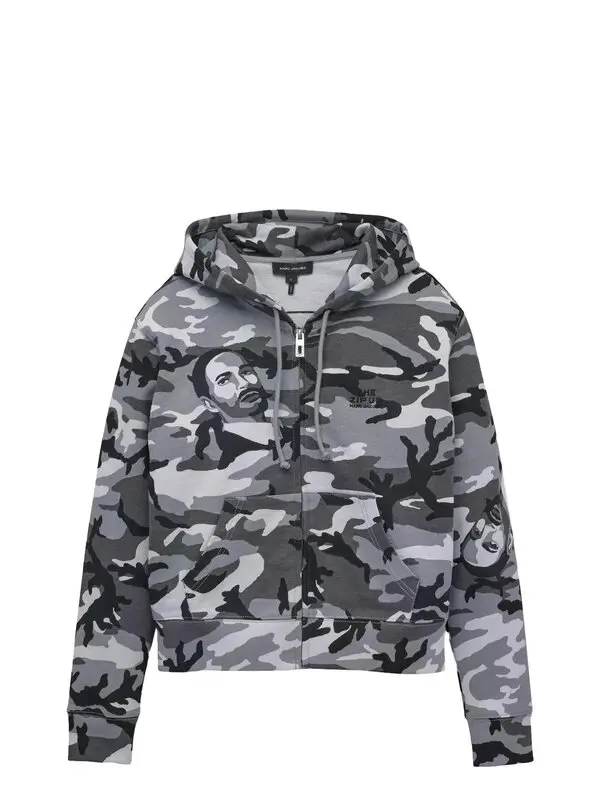 Marc Jacobs Logo-embroidered Camouflage Hoodie - Grey
