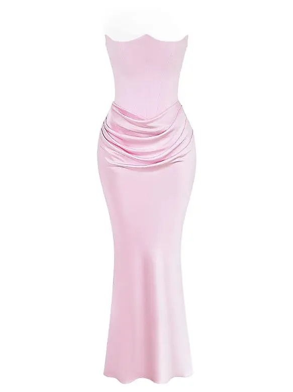 House Of Cb Persephone Corset Woven Maxi Dress - Rose Shadow