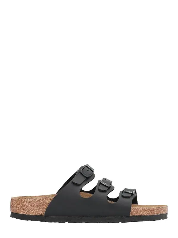 BIRKENSTOCK Florida Bs Leather Slides - Black