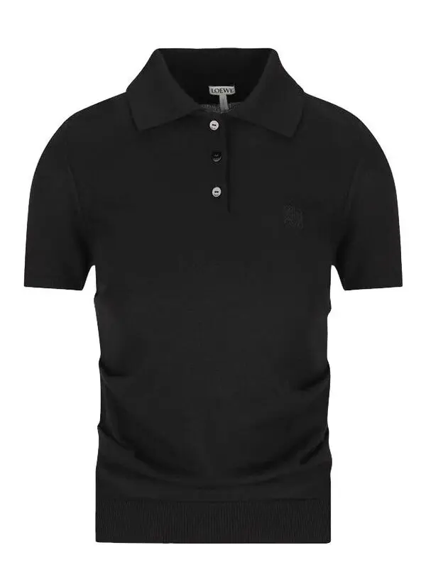 Loewe Cashmere And Silk Polo Shirt - Black